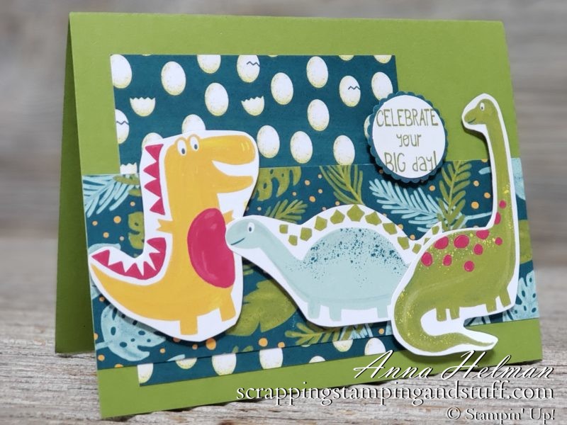 A Cute Dinosaur Card Idea with Dinoroar Designer Paper
