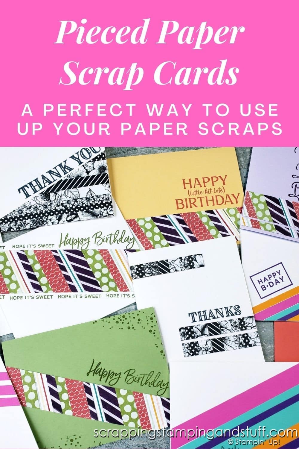 Pieced Scrap Cards Are An Amazing Way To Use Up Those Paper Scraps